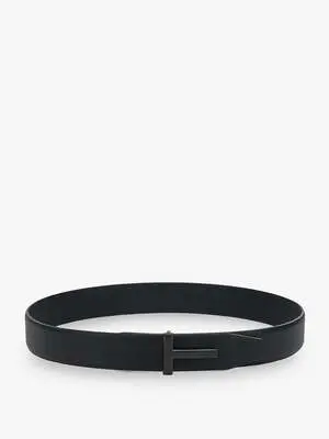 TOM FORD Hammered Leather Belt - Black