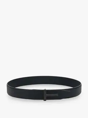 TOM FORD Hammered Leather Belt - Black