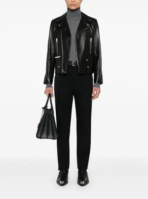 Saint Laurent Biker Jacket With Zipped Pockets In Smooth Leather