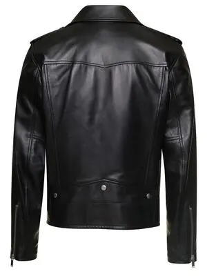 Saint Laurent Biker Jacket With Zipped Pockets In Smooth Leather