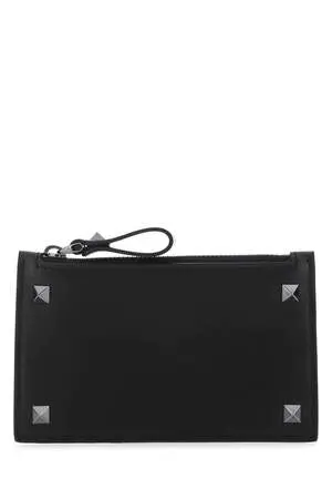 Valentino Garavani Leather Rockstud Card Holder - Black