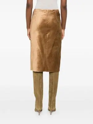 FORTE_FORTE Stretch Velvet Skirt - Gold