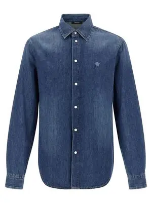 Versace Medusa' Patch Shirt - Blue