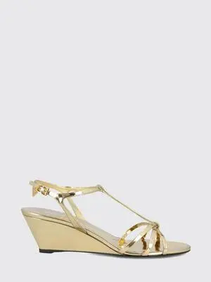 Prada Metallic Leather Wedge Sandals - Silver