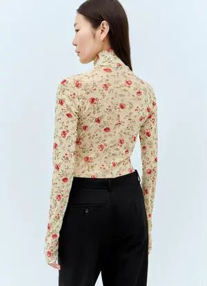 Prada Printed Stretch Tulle Bodysuit