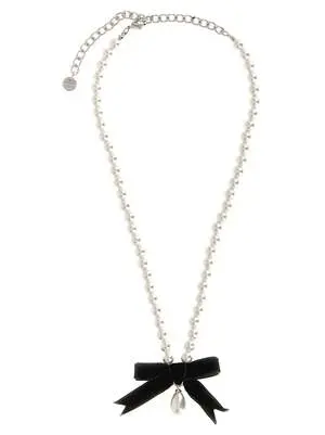 SELF-PORTRAIT Black Bow Pearl' Necklace - Multicolor