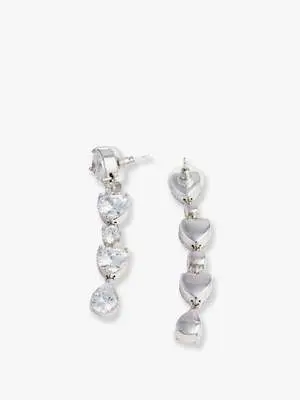 SELF-PORTRAIT Crystal Heart Drop Earrings