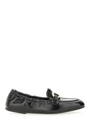 FERRAGAMO Deconstructed Lamb Leather Loafer - Black
