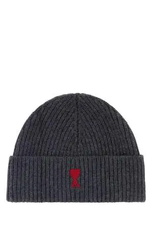 AMI Paris Wool Beanie Hat - Gray