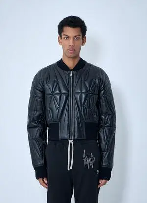 Moncler Rick Owens Geocamo Cropped Quilted Bomber Jacket - Black