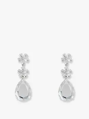SELF-PORTRAIT Crystal Flower Tiered Earrings - Silver