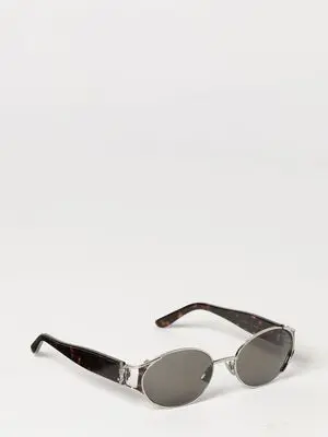 Saint Laurent Oval Tortoiseshell Acetate Sunglasses With Monogram - Silver