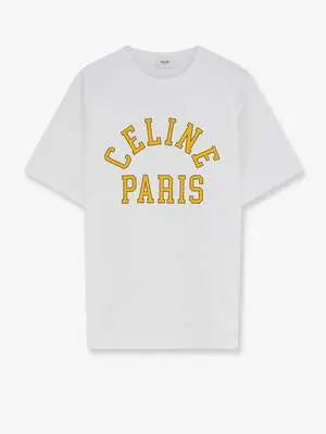 Celine Cotton T-shirt With Front Logo Print - Multicolor