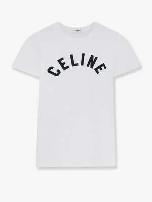 Celine Cotton T-shirt With Front Lettering Logo Print - Multicolor
