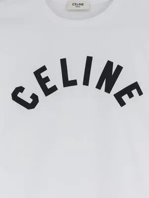 Celine Cotton T-shirt With Front Lettering Logo Print - Multicolor