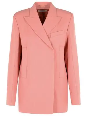 Sportmax Esule' Straight Blazer In Antique Virgin Wool - Pink