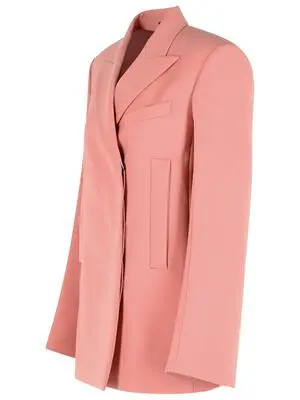 Sportmax Esule' Straight Blazer In Antique Virgin Wool - Pink