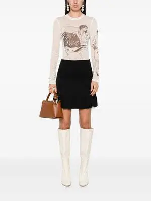 Marni Pleated Wool Mini Skirt
