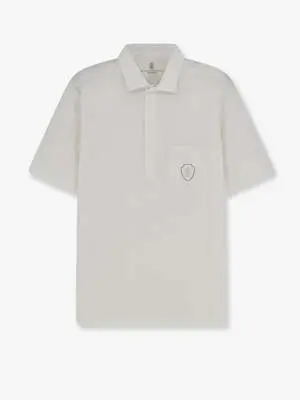 Brunello Cucinelli Virgin Wool Polo Shirt With Front Logo Patch - Multicolor