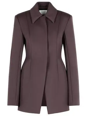 Sportmax Bacio' Tight Jacket In Coffee Virgin Wool Blend
