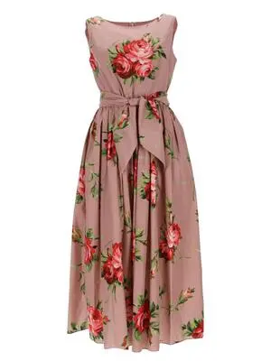 Dolce & Gabbana Rose Bouquet Print Midi Dress - Pink