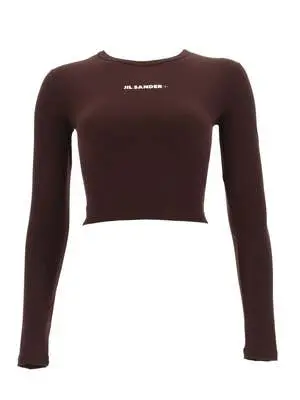 JIL SANDER Cropped Top With Logo - Brown