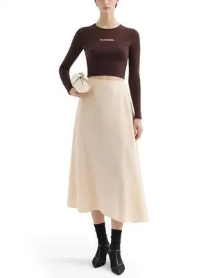 JIL SANDER Cropped Logo Top - Brown