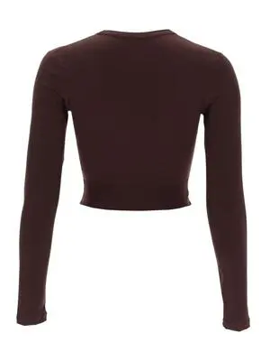 JIL SANDER Cropped Logo Top - Brown