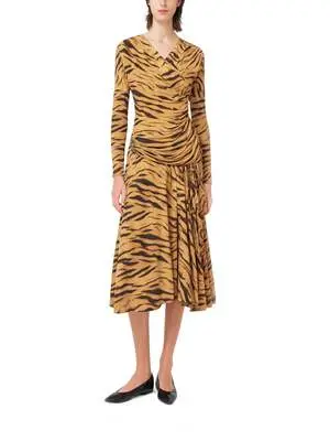 GANNI Long Dress With Zebra Print
