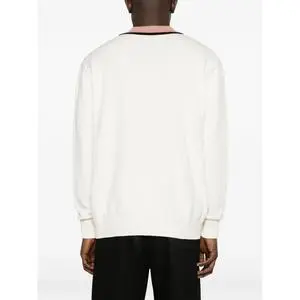 Dries Van Noten Argyle V-neck Sweatshirt - White