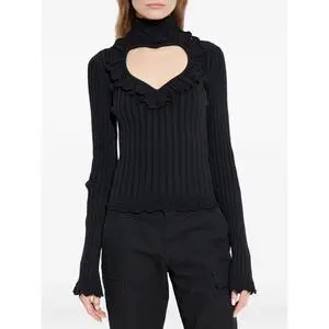 Balenciaga Ribbed Knit High Neck Long Sleeve Top