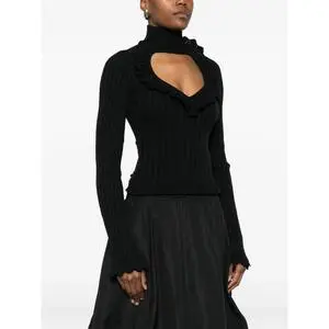 Balenciaga Ribbed Knit High Neck Top