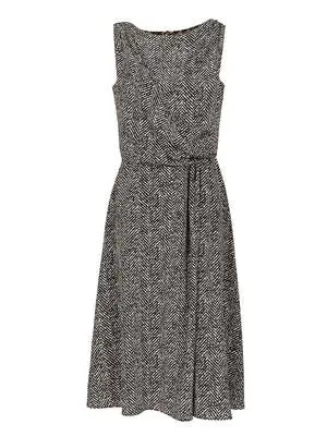 Dolce & Gabbana Heavy Crepe Dress With Chevron Print - Gray