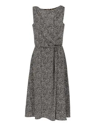 Dolce & Gabbana Heavy Crepe Dress With Chevron Print - Gray