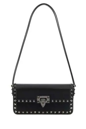 Valentino Garavani Leather Rockstud Shoulder Bag - Black