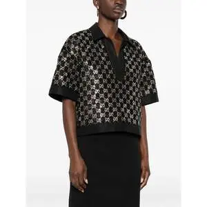 Gucci Sequin Embellished Short Sleeve Cropped Top