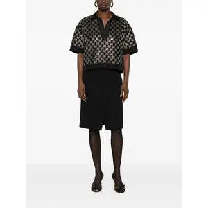 Gucci Sequin Embellished Short Sleeve Cropped Top