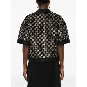 Gucci Sequin Embellished Short Sleeve Cropped Top