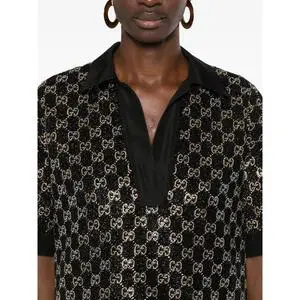 Gucci Sequin Embellished Cropped Top - Black
