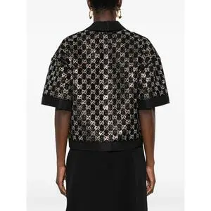 Gucci Sequin Embellished Cropped Top - Black