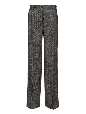 Dolce & Gabbana Striped Wool Blend Trousers - Gray