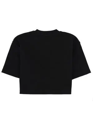 Off-White Cropped T-shirt With Logo - Black