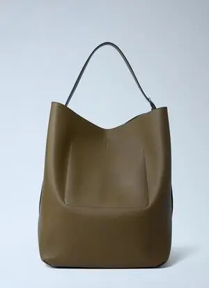 TOTEME Leather Belted Tote Bag - Cream