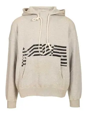GOLDEN GOOSE Flag Print Hoodie - Gray