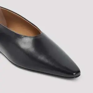 JIL SANDER Leather Ring Ballerina Shoes - Black