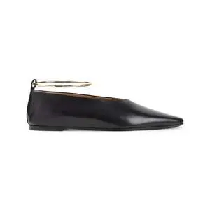 JIL SANDER Leather Ring Ballerina Shoes - Black