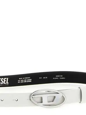 DIESEL® B-1dr Smooth Leather Belt - White
