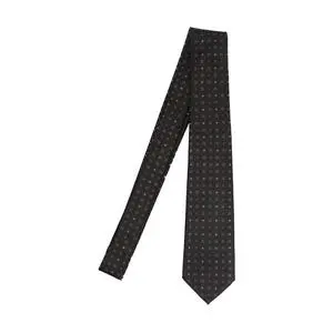 Saint Laurent Jacquard Silk Tie - Brown