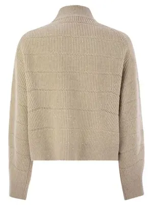 Brunello Cucinelli Cashmere And Wool Turtleneck Sweater - Cream