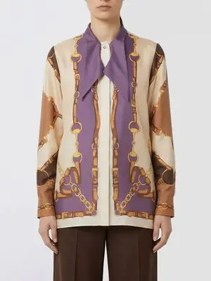 Gucci Silk Shirt With Horsebit Print - Red